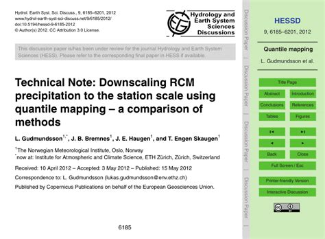 Pdf Technical Note Downscaling Rcm Precipitation To The Station