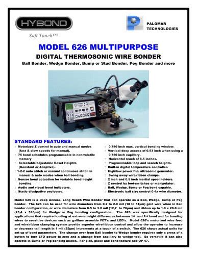 Model 8000 Wire Bonder And Ball Bumper Palomar Technologies Pdf