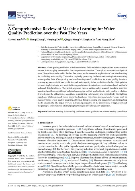 Pdf A Comprehensive Review Of Machine Learning For Water Quality