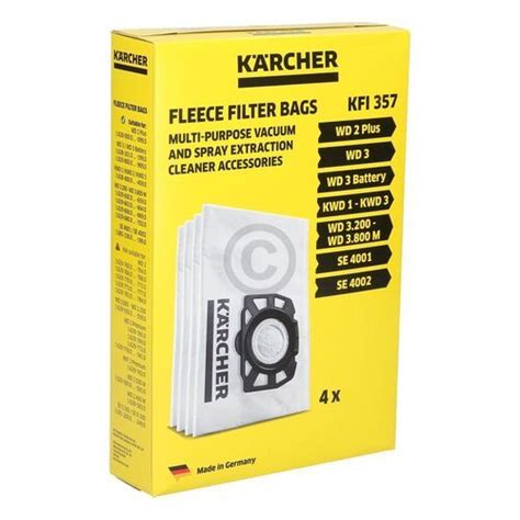 Filterbeutel Kärcher KFI357 2.863-314.0 für NassTrockensauger 4Stk 3 ...