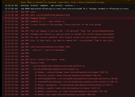 [turborepo] `v1 7 0` throws failed to find package turbo linux 64 on