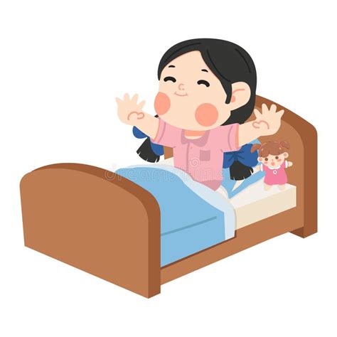 Girl Getting Up From Bed In The Morning Stock Vector Illustration Of