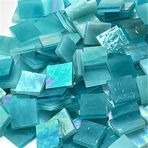 Sky Blue Iridescent Stained Glass Mosaic Tiles Mosaic Tile Mania