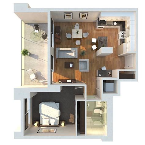 1 Bedroom Apartment House Plans