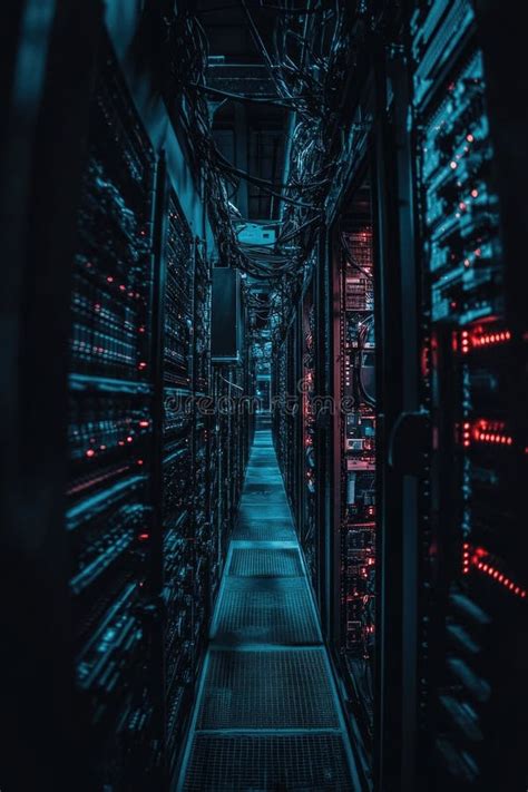 A Modern Server Room Filled With Numerous Computer Servers And