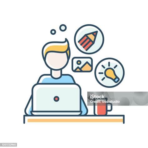 그래픽 디자이너 블루 Rgb 색상 아이콘 원격 컴퓨터 일러스트레이터 편집자 크리에이티브 아티스트 그래픽 편집 예술 디자인 온라인