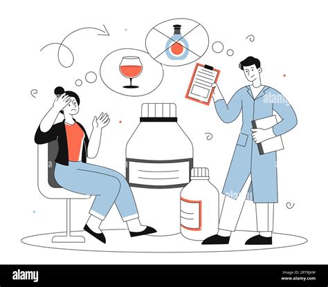 Female Alcoholism Vector Line Concept Stock Vector Image And Art Alamy