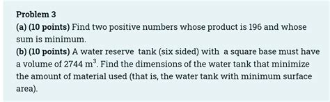 Solved Problem A Points Find Two Positive Numbers Chegg