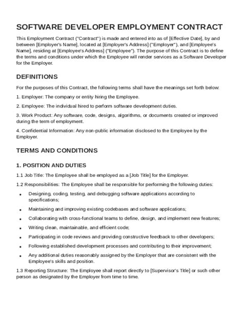 Software Developer Employment Contract Template Fill Out And Sign Online Dochub