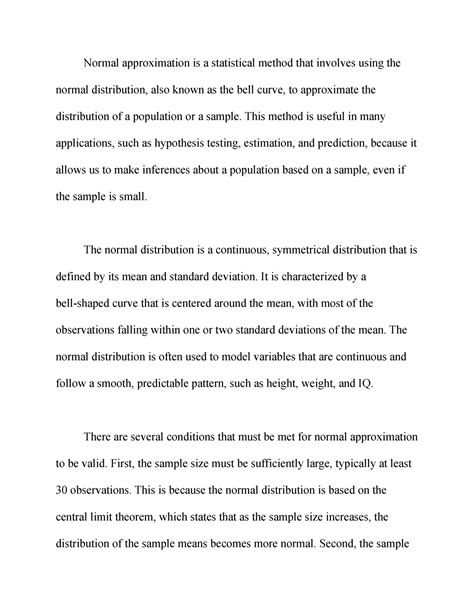 Normal Approximation Essay Normal Approximation Is A Statistical