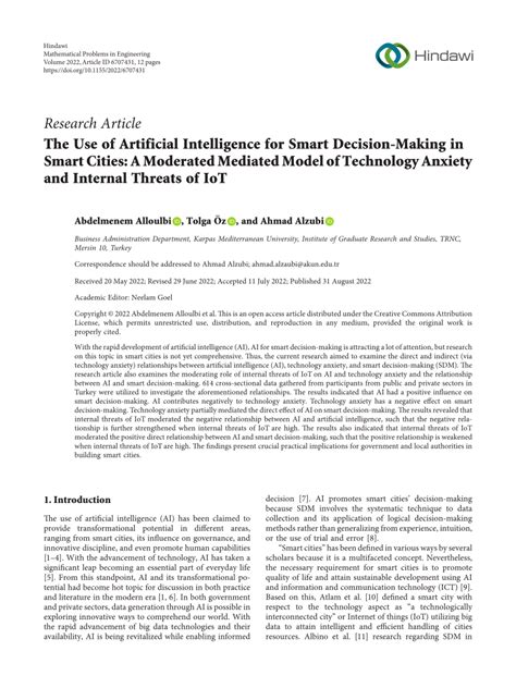 Pdf The Use Of Artificial Intelligence For Smart Decision Making In Smart Cities A Moderated