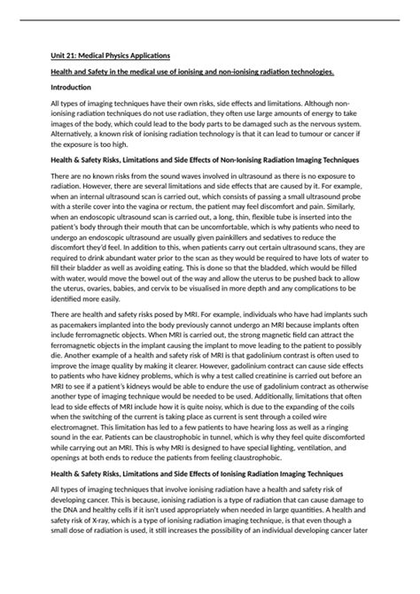 Unit 21 Assignment 2 Distinction Learning Aim C Unit 21 Medical