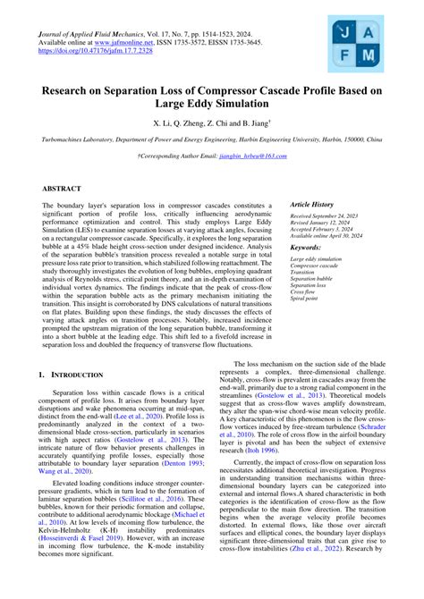 pdf research on separation loss of compressor cascade profile based