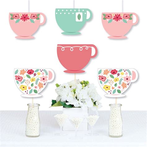 Big Dot Of Happiness Floral Lets Par Tea Tea Cup Decorations Diy