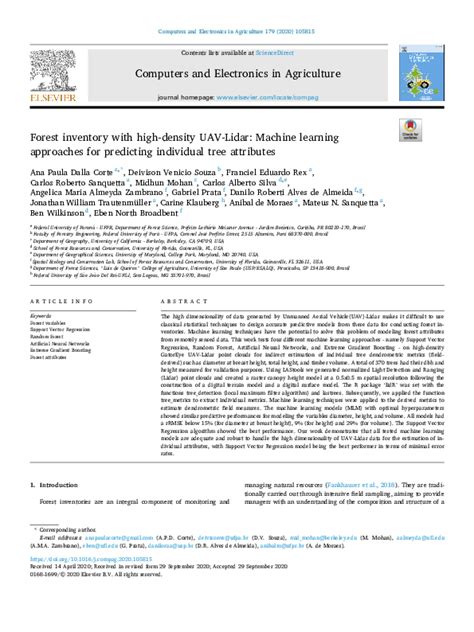 Pdf Forest Inventory With High Density Uav Lidar Machine Learning Approaches For Predicting