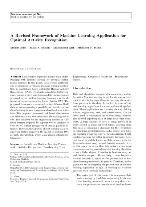 Pdf A Revised Framework Of Machine Learning Application For Optimal
