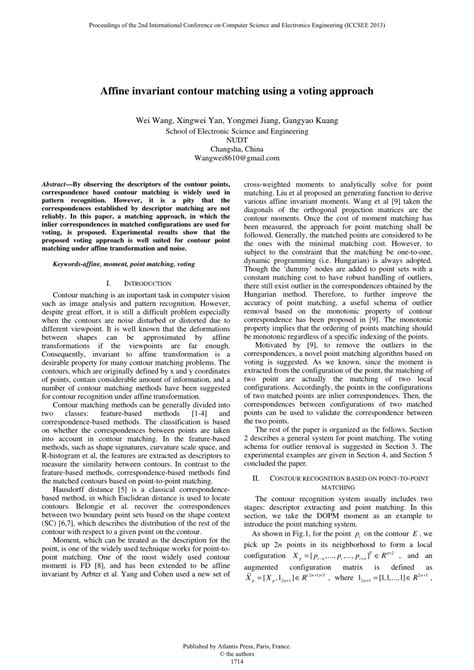Pdf Affine Invariant Contour Matching Using A Voting Approach