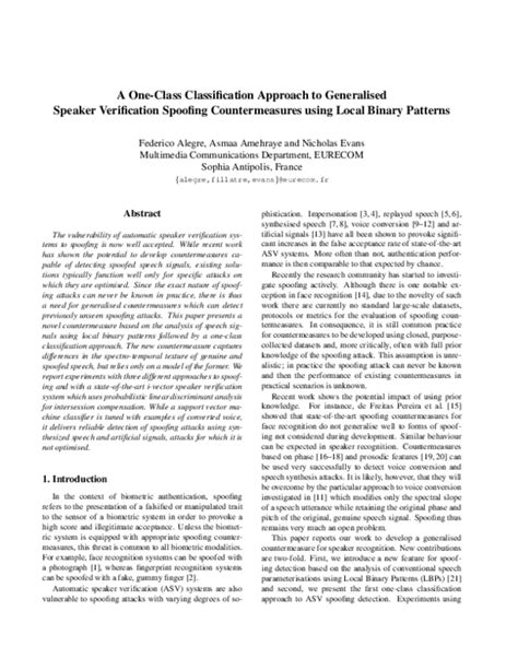 Pdf A One Class Classification Approach To Generalised Speaker