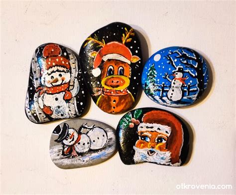 Рисувани коледни камъчета Applied Art Others By Tanq Mezeva Таня Мезева