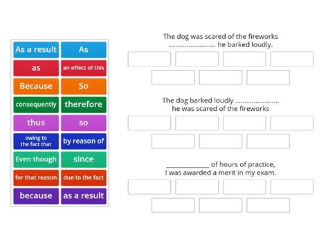 Causal Connectives Exercise Group Sort