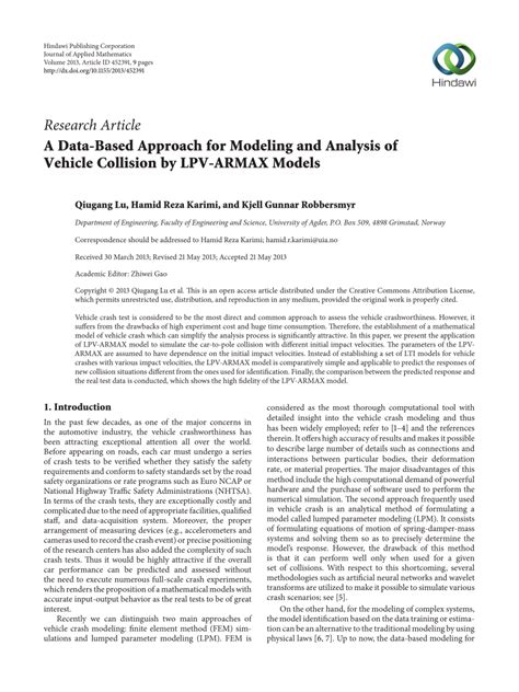 pdf a data based approach for modeling and analysis of vehicle