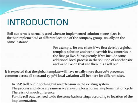 SAP Roll Out An Introduction And Advantages PPTX