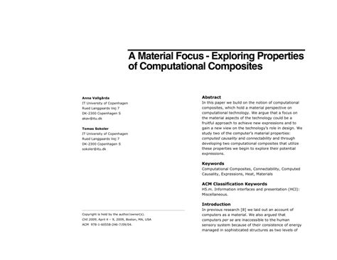 Pdf A Material Focus Exploring Properties Of Computational Composites