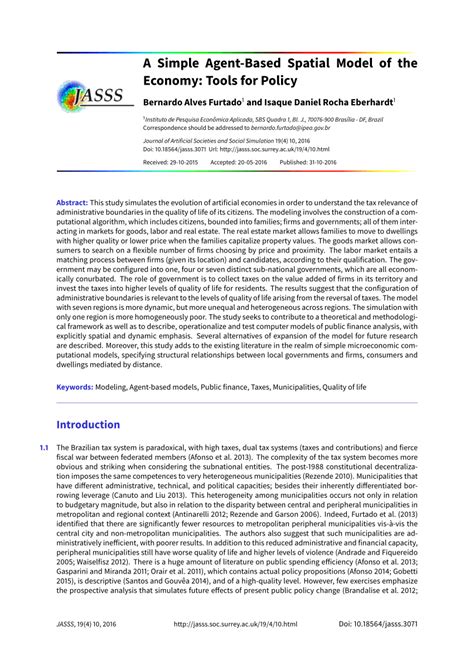 Pdf A Simple Agent Based Spatial Model Of The Economy Tools For Policy