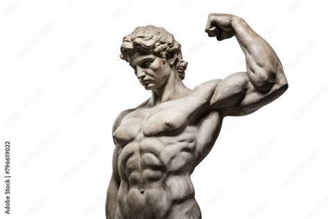 Greek Sculpture Flexing Muscle Statue Adult Male Stock Illustration