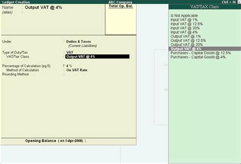 TALLY CREATING VAT LEDGERS