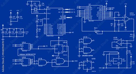 Vector Electrical Scheme Schematic Diagram Of Electronic Device