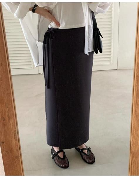 제이스미튼 H라인 랩스커트 2color 일자롱스커트 여름하객스커트 H라인롱스커트