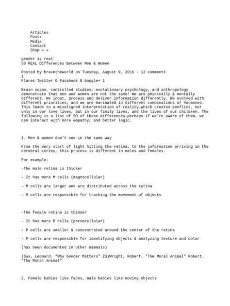 Differences Between Men And Women Pdf Aggression Empathy