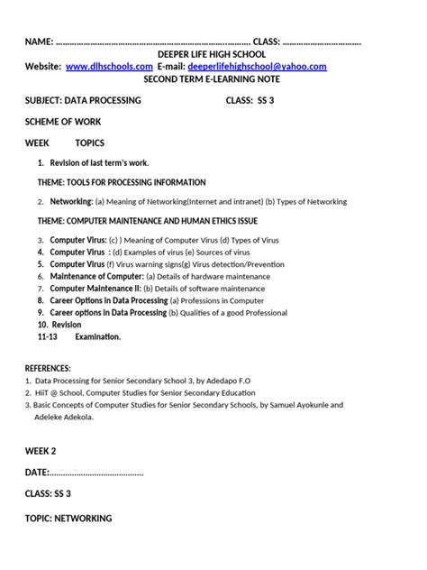 E Note Ss Three 2nd Term Data Processing Pdf Computer Network