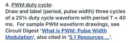 Solved PWM Duty Cycle Draw And Label Period Pulse Chegg