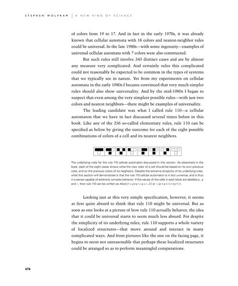 The Rule 110 Cellular Automaton A New Kind Of Science Online By