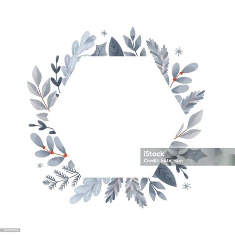 크리스마스 벡터 프레임입니다 평면 만화 스타일의 겨울 엽서 새해 복 많이 받으세요 푸른 전나무 가지 잎 열매가있는 식물 경계 초대장 가정 장식 인쇄 엽서에 적합합니다