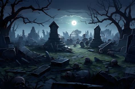 Premium Photo Spooky Halloween Cemetery
