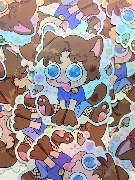 Jerma Cute Holographic Catboy Sticker Etsy
