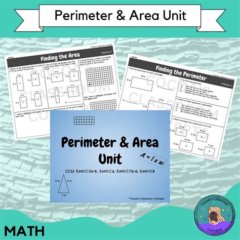 Perimeter And Area Unit Area Models Practice Problems 3rd Grade Math
