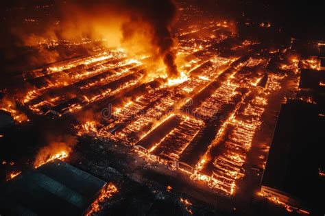 Urban Fire Disaster View With Intense Flames And Smoke Neural Network