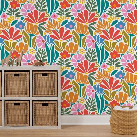 Minimalist Maximalism Folk Large Scale Wallpaper Spoonflower