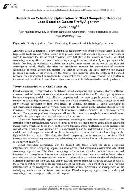 Pdf Research On Scheduling Optimization Of Cloud Computing Resource Load Based On Culture