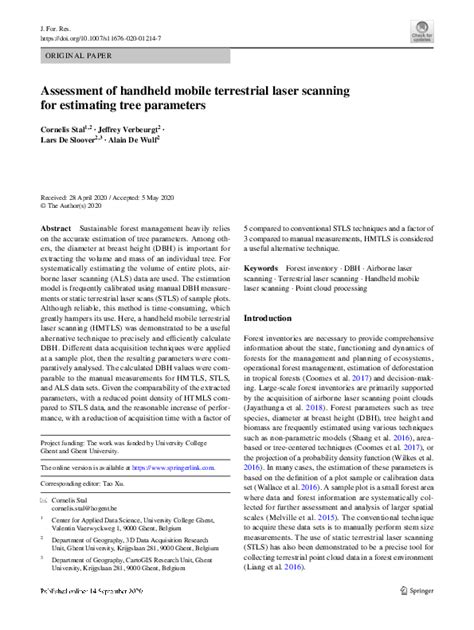 Pdf Handheld Laser Scanning For Tree Parameter Estimation