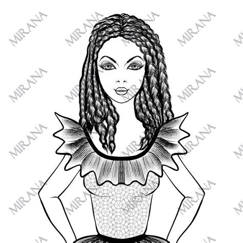 Девушка раскраска принт для одежды цифровой рисунок Милена Иванова скачать на Wildberries