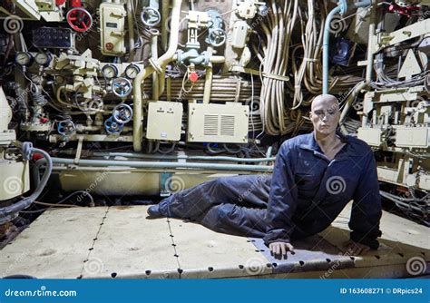 Submarine Engine Room Panorama Editorial Photo