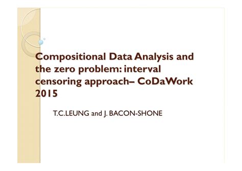 Pdf Compositional Data Analysis And The Zero Problem Interval