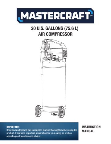 Mastercraft 20 Gallon Oil Free Vertical Air Compressor Owner Manual Manualzz