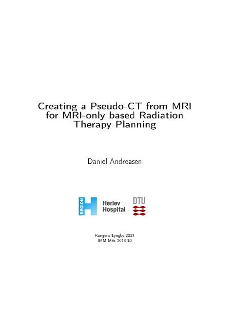 Pdf Creating A Pseudo Ct From Mri For Mri Only Based Radiation · 2013 03 05 · Echnicalt