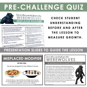 MISPLACED MODIFIERS GRAMMAR ACTIVITY INTERACTIVE ESCAPE CHALLENGE